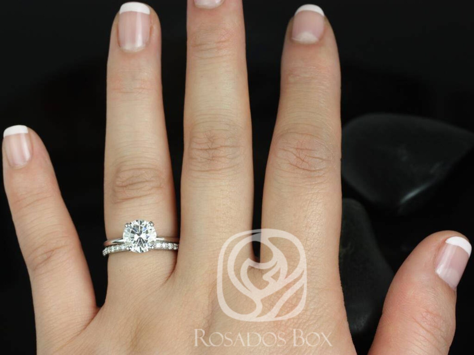 2ct Sandra 8mm & Tiffani 14kt White Gold Moissanite Diamond Dainty ...