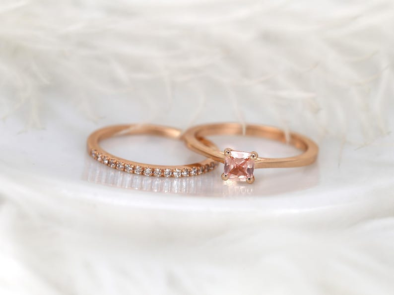 0.45ct Gallina & Barra 14kt Peach Champagne Sapphire Cushion Solitaire ...