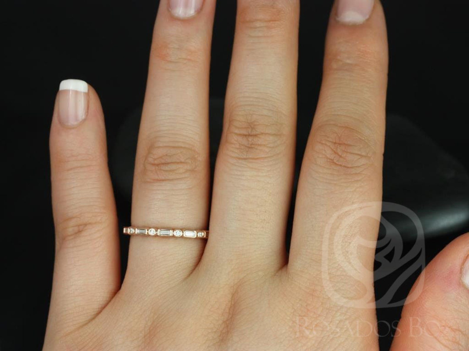 Ivanna 14kt Rose Gold Round & Baguette Diamonds WITHOUT Milgrain ...