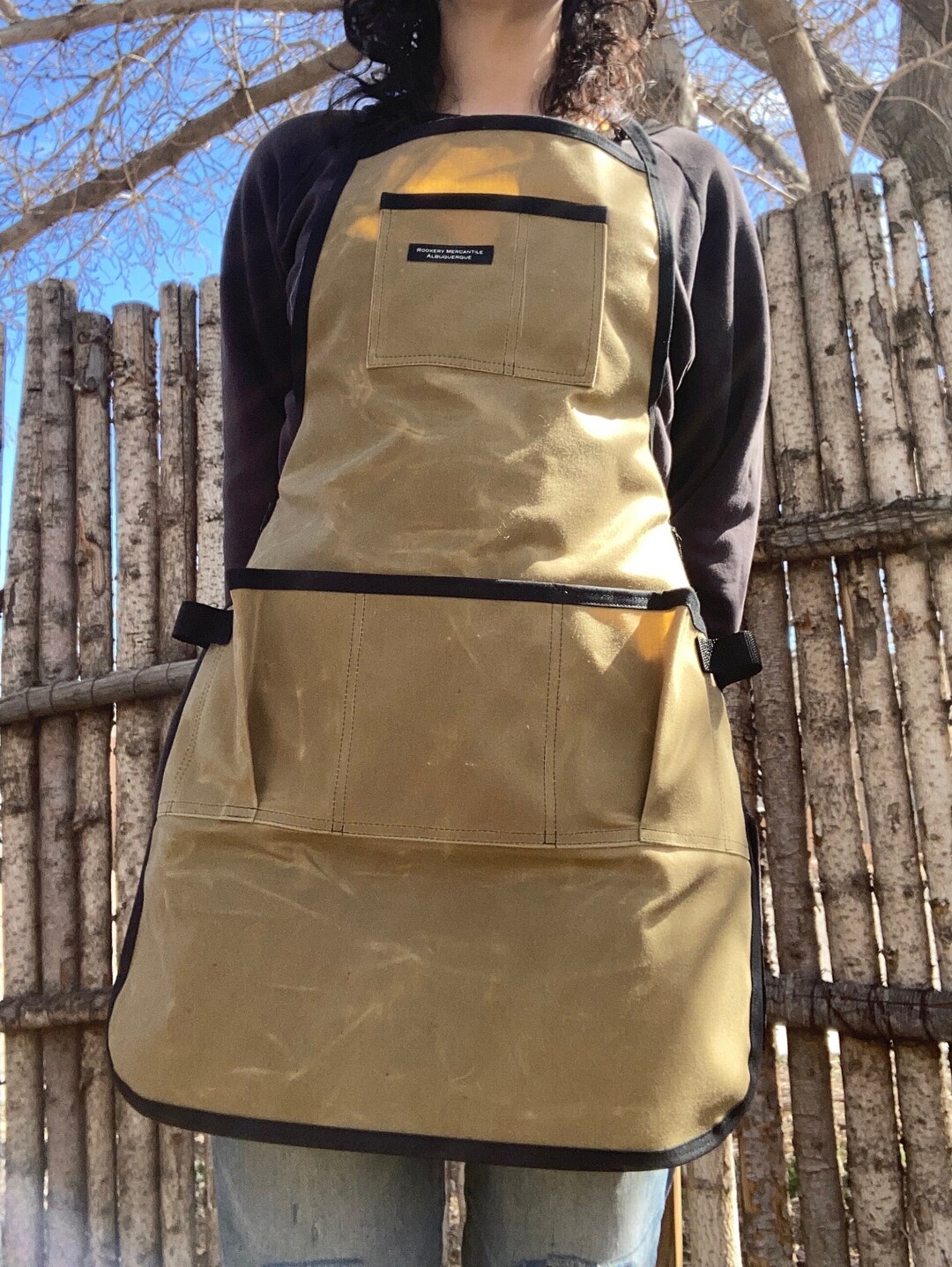 Field Tan Mid Length Waxed Canvas Shop Apron - Etsy
