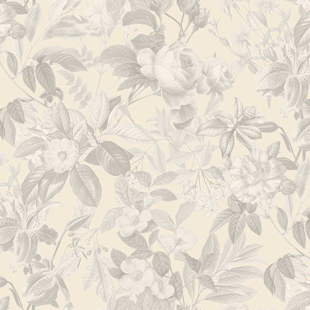 Cream Floral Fabric: Tone-on-tone Flowers, Elizabeth's Studio - by the ...