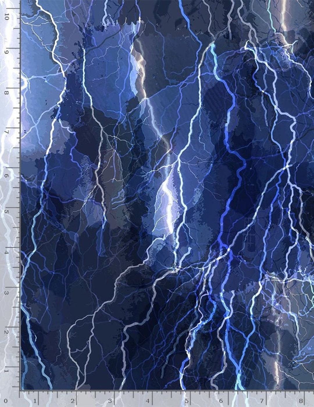 Lightening - Blue Night, Aurora Borealis, by Timeless Treasures, 27" X ...