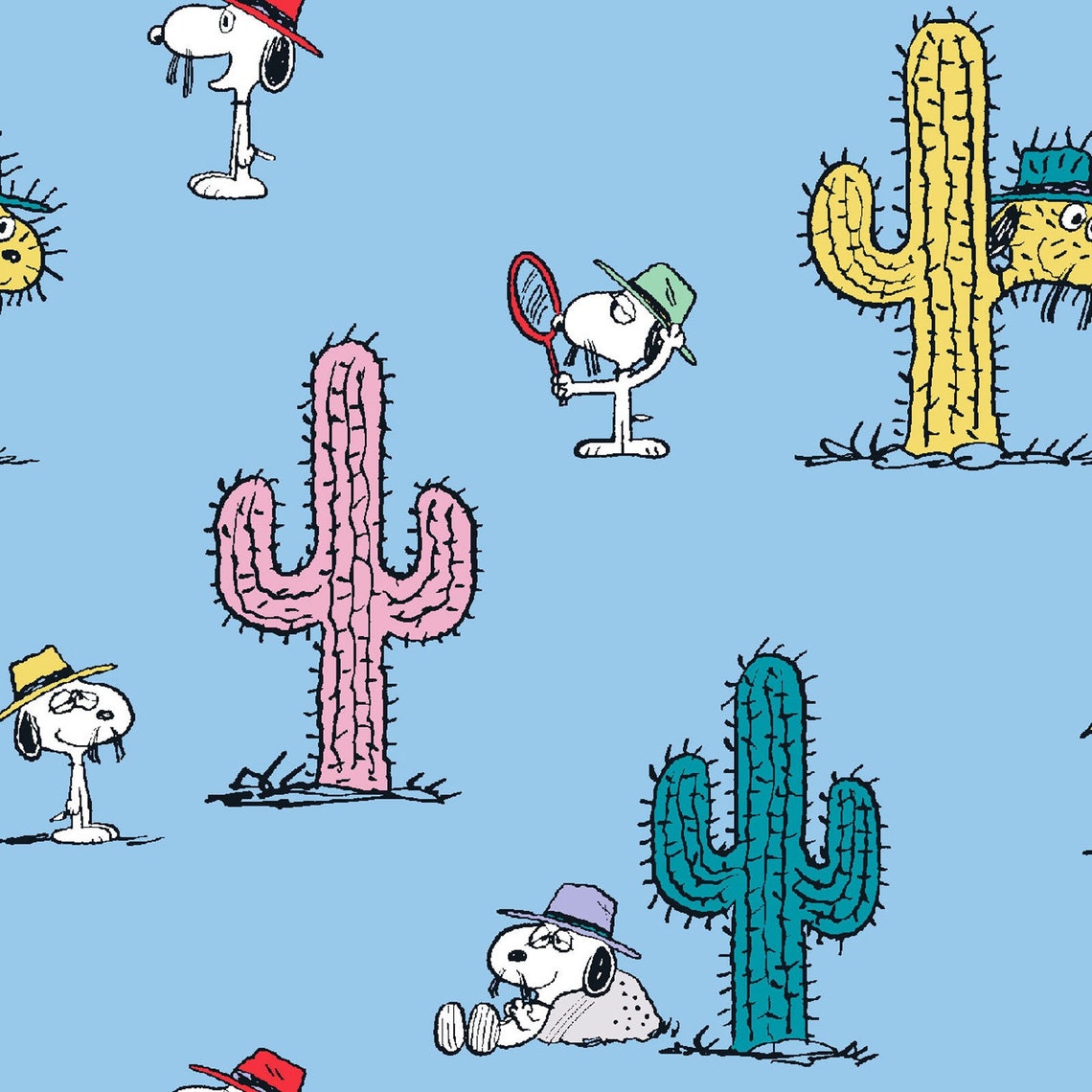 Desert Snoopy & Spike Peanuts Cactus Dog Print Charlie - Etsy