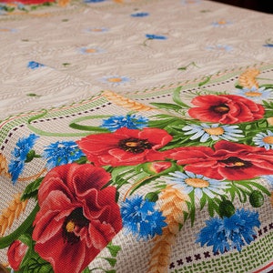 Ukrainian Folk Tablecloth, Linen Holiday Tablecloth With Ukrainian ...