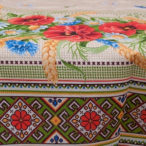 Ukrainian Folk Tablecloth, Linen Holiday Tablecloth With Ukrainian ...
