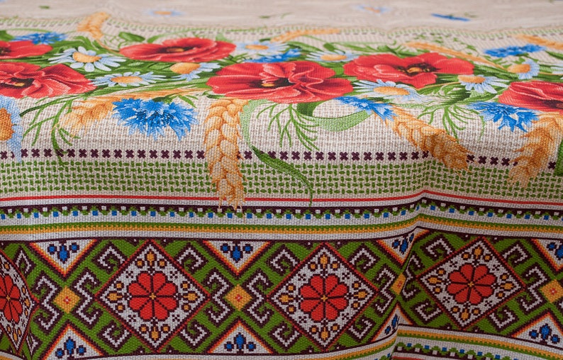 Ukrainian Folk Tablecloth, Linen Holiday Tablecloth With Ukrainian ...