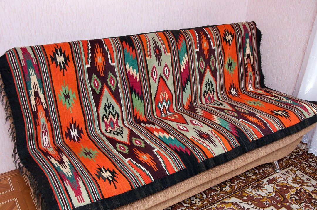 Ukrainian Rug Carpet, Hutsul Rustic Cover Ancient Double-sided Carpet ...