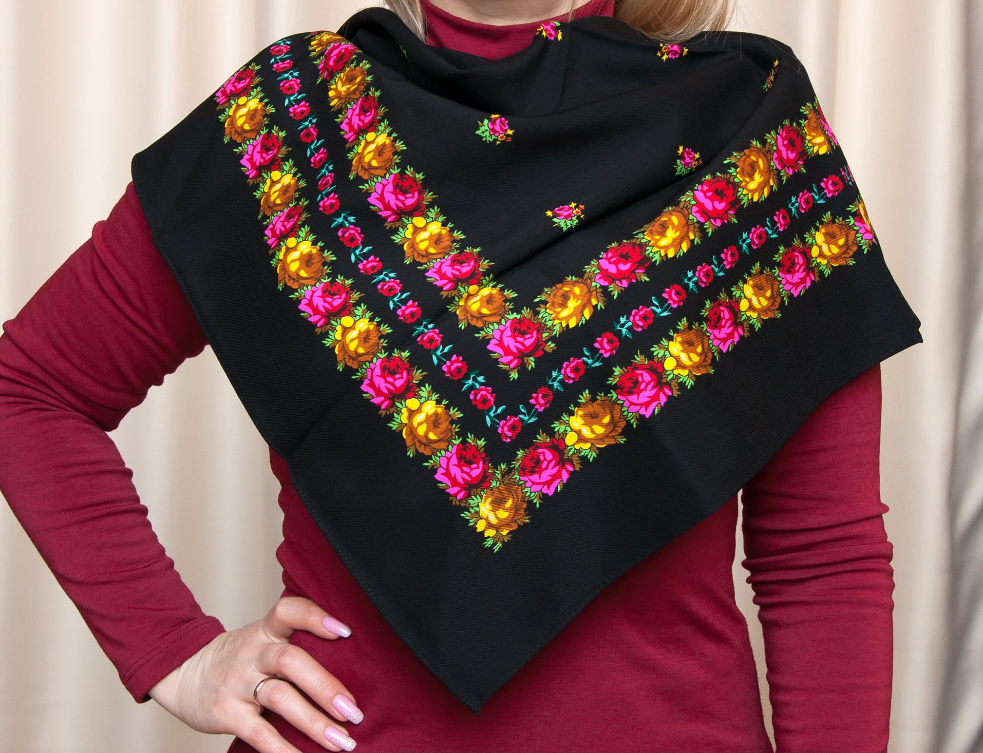 Flores de chal negro Chal de flores. Colección chal ucraniano - Etsy España