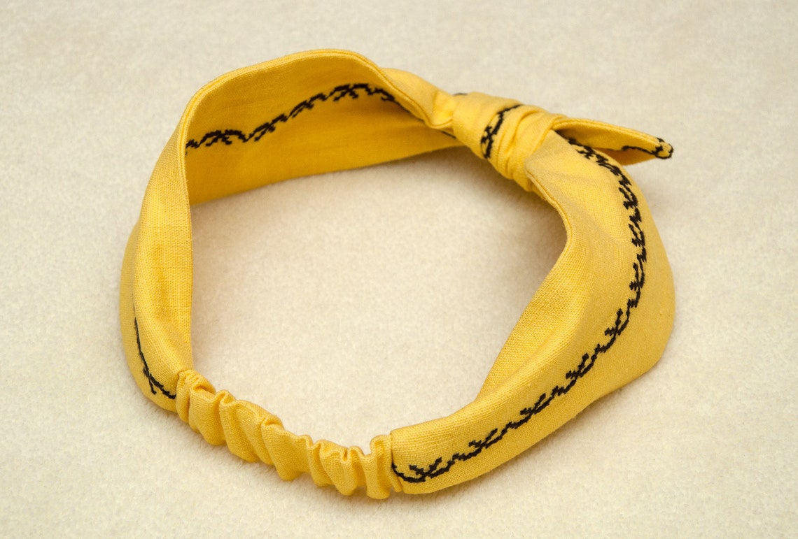 Ukrainian Yellow Headband Traditional Hair Bandage FOLK - Etsy