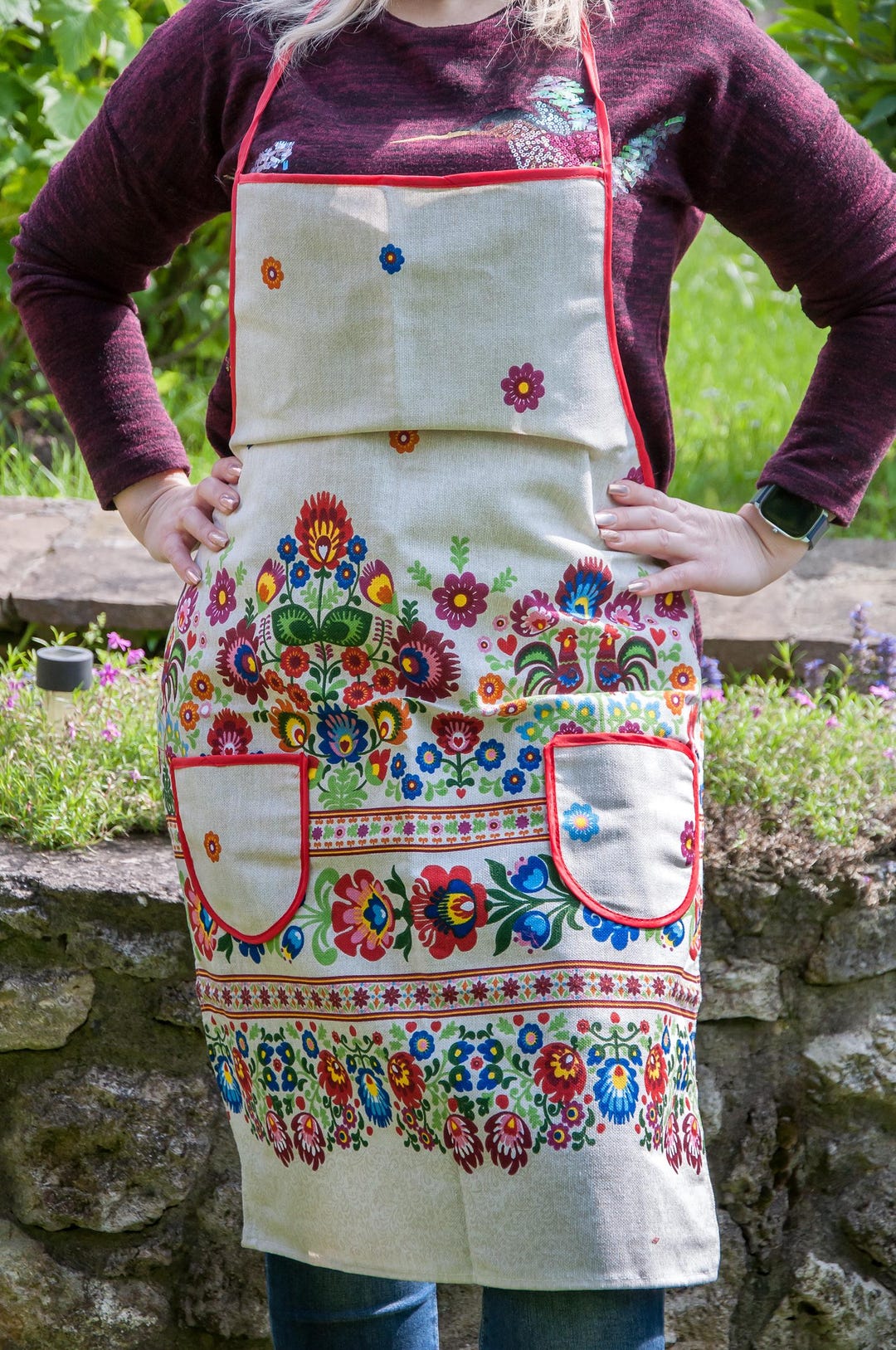 Ukrainian Kitchen Apron, Traditional Embroidery Petrikovsky Ornaments ...