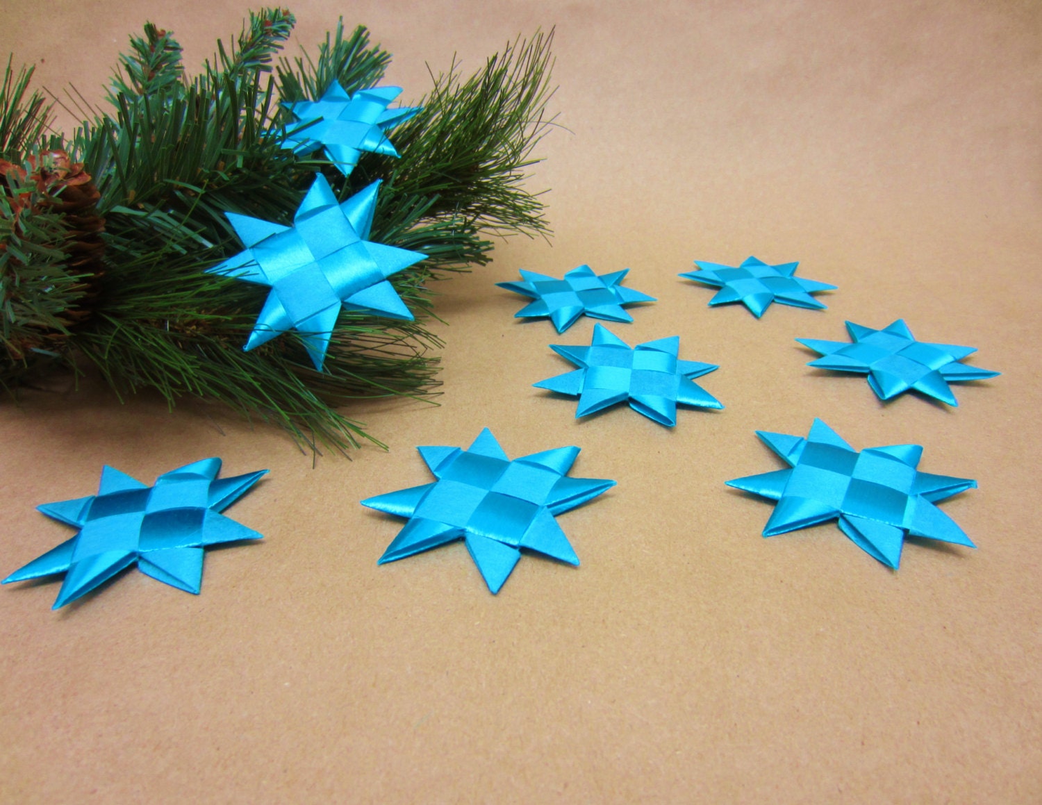 Set of 9 Flat Turquoise Stars 2 3/4 Inches Ribbon Decoration | Etsy