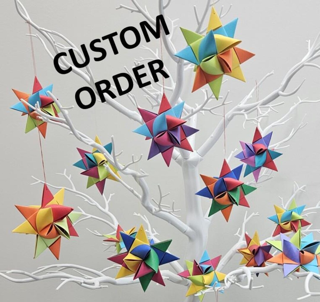 Custom Star Ornaments Hand Folded Paper or Ribbon Stars / 3-dimensional ...