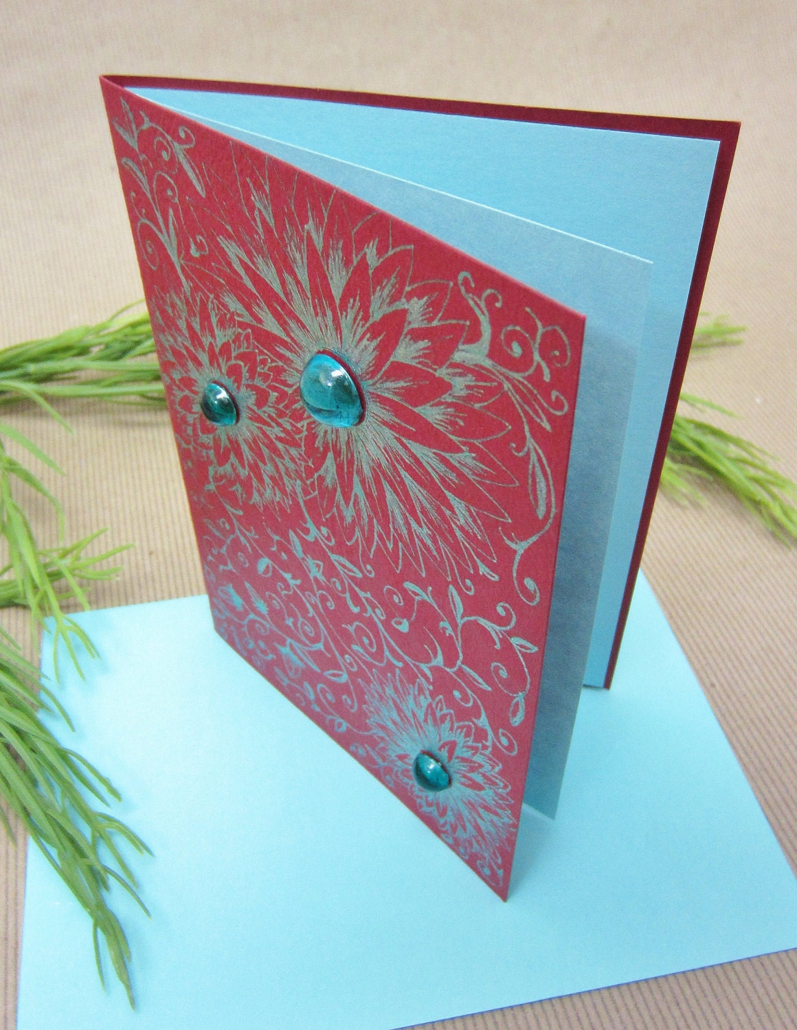 Greeting Card Note Card Hand Drawn Original Art Metallic | Etsy