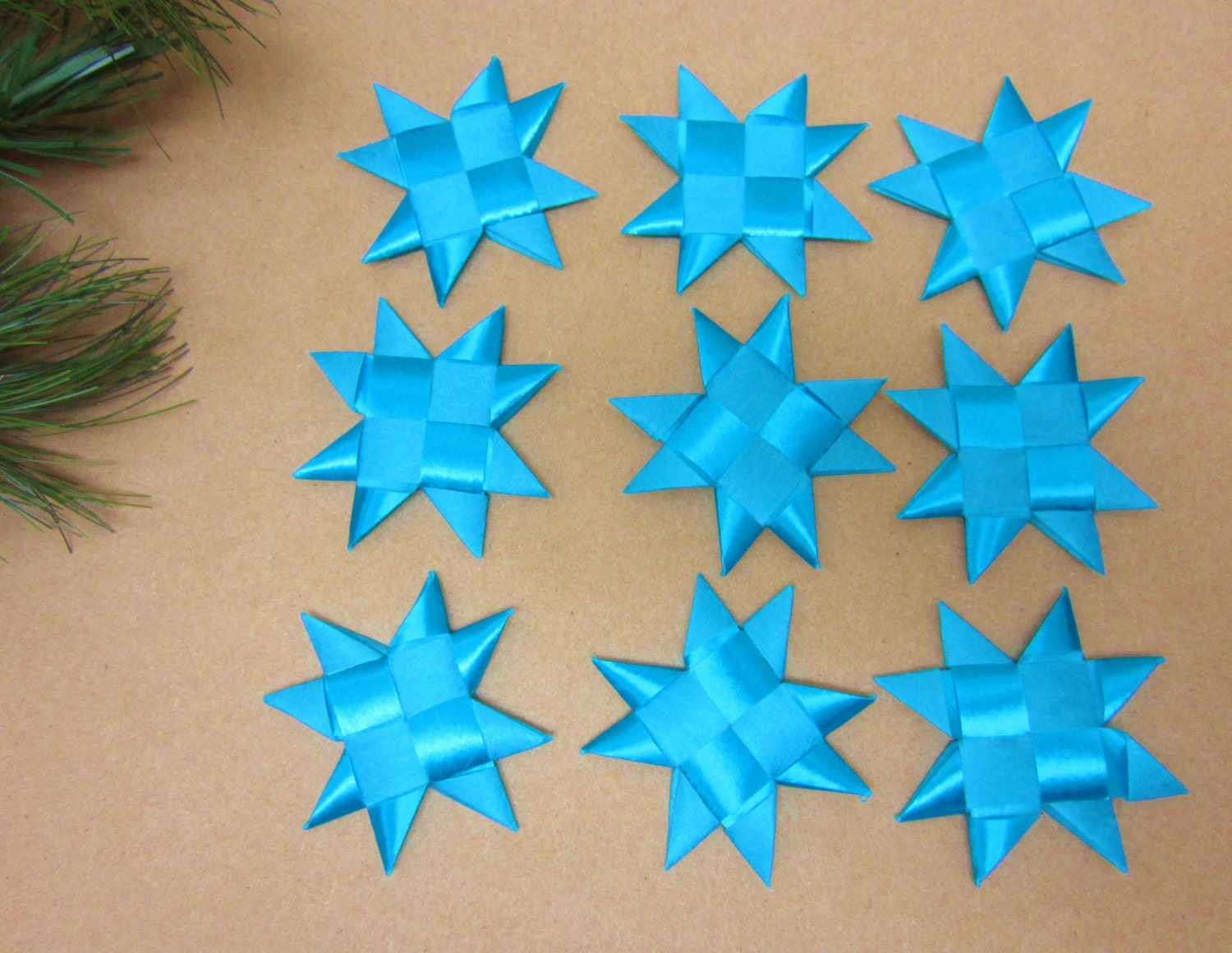 Set of 9 Flat Turquoise Stars 2 3/4 Inches Ribbon Decoration | Etsy