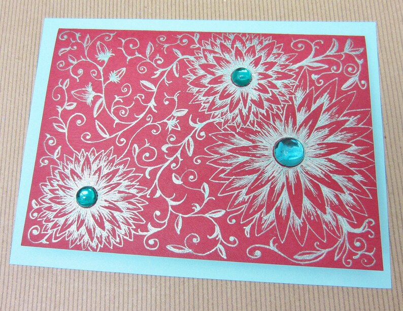 Greeting Card Note Card Hand Drawn Original Art Metallic | Etsy