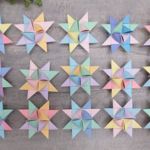Set of 15 Paper Star Ornaments Pastels Soft Pastel Colors 3 1/2 ...