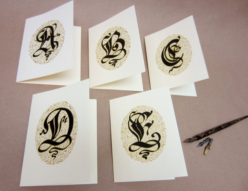 Monogram Calligraphy Greeting Card Handwritten Original Art | Etsy