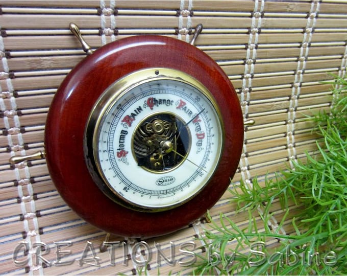 Stellar Ship Wheel Barometer, Made in Germany, Wood, Brass, Weather ...