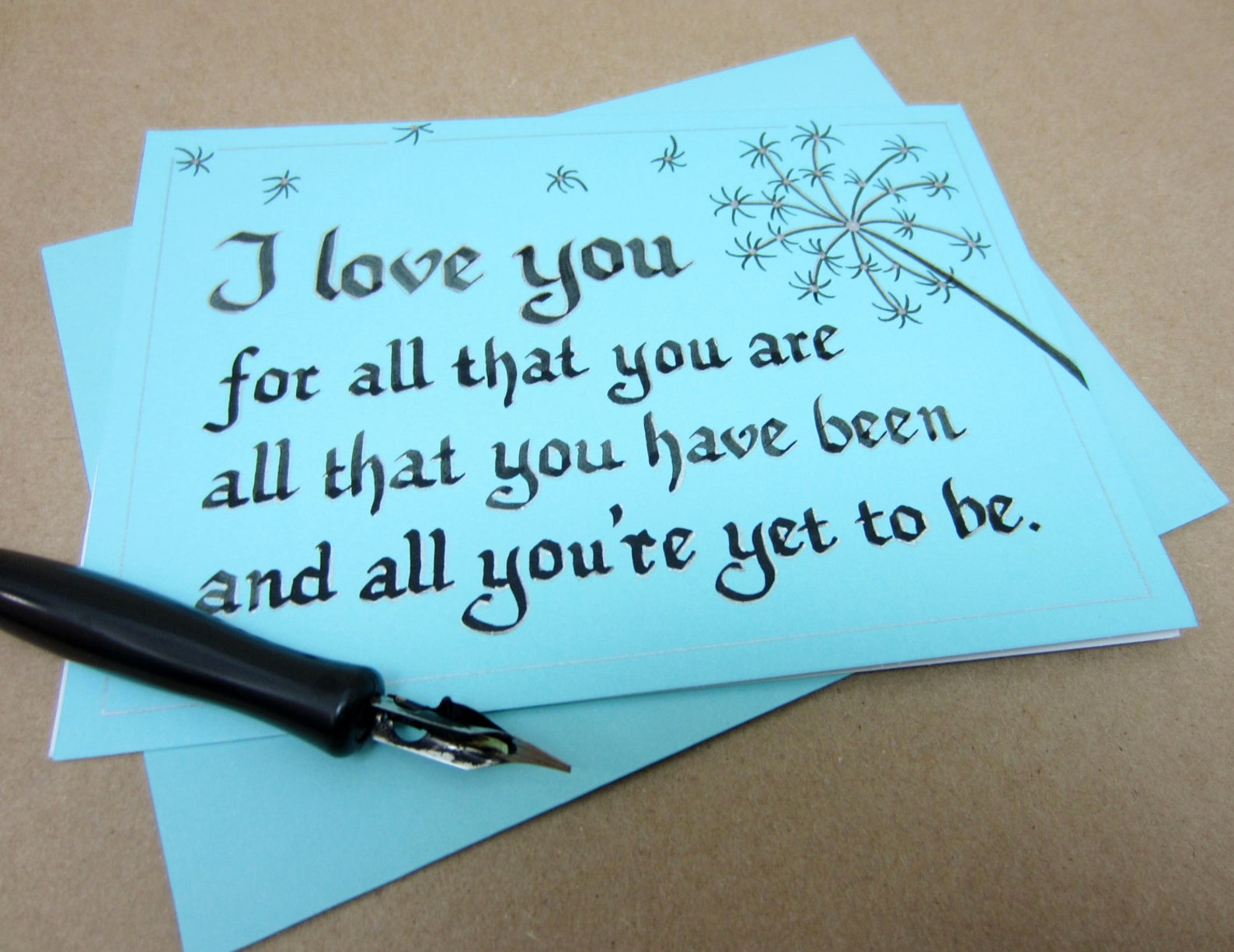 Valentines Day Card I Love You Handwritten Calligraphy Etsy