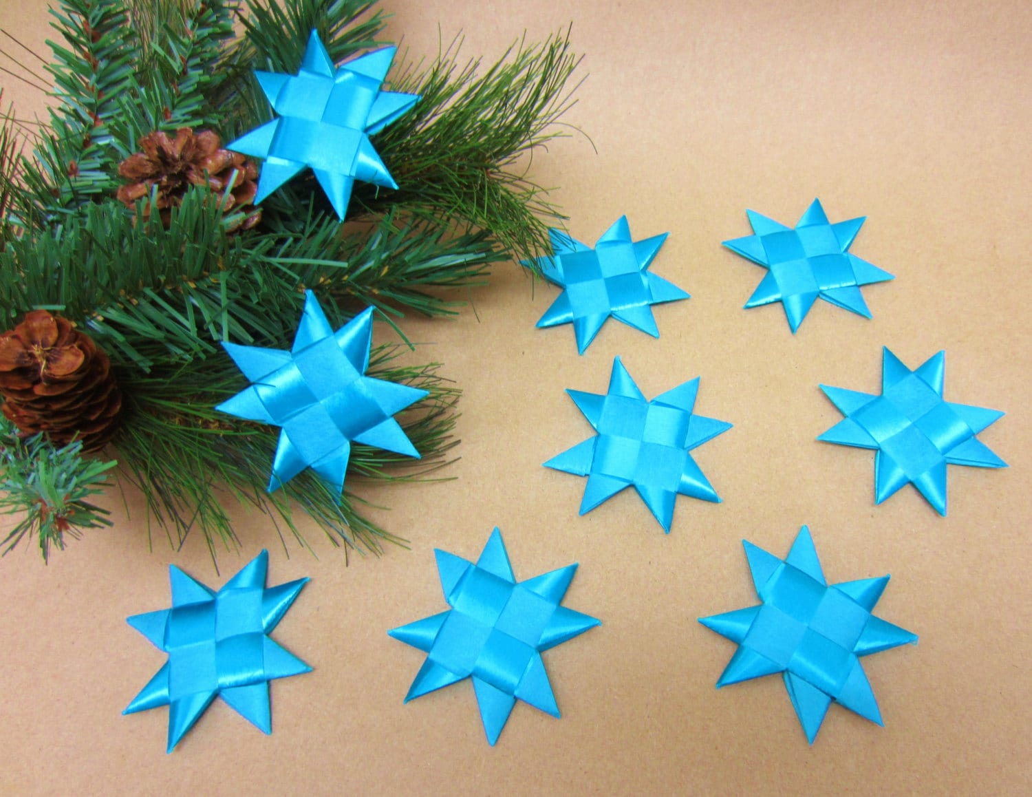 Set of 9 Flat Turquoise Stars 2 3/4 Inches Ribbon Decoration | Etsy