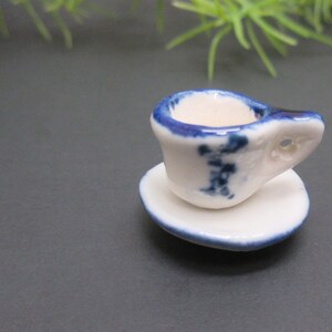Miniature Tea Set Teacup Saucer Plate Dollhouse Dishes Hand Painted ...