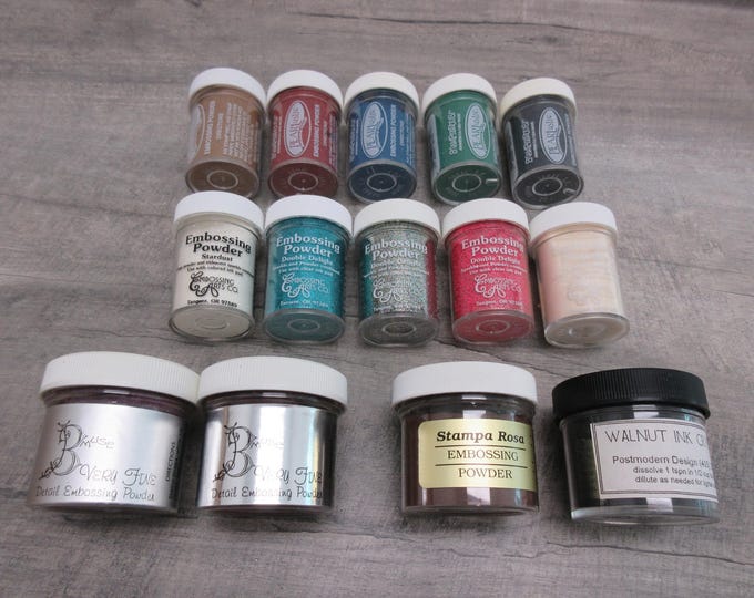 Mixed Lot of 14 Embossing Powders & Walnut Ink Crystals - Destash FREE ...