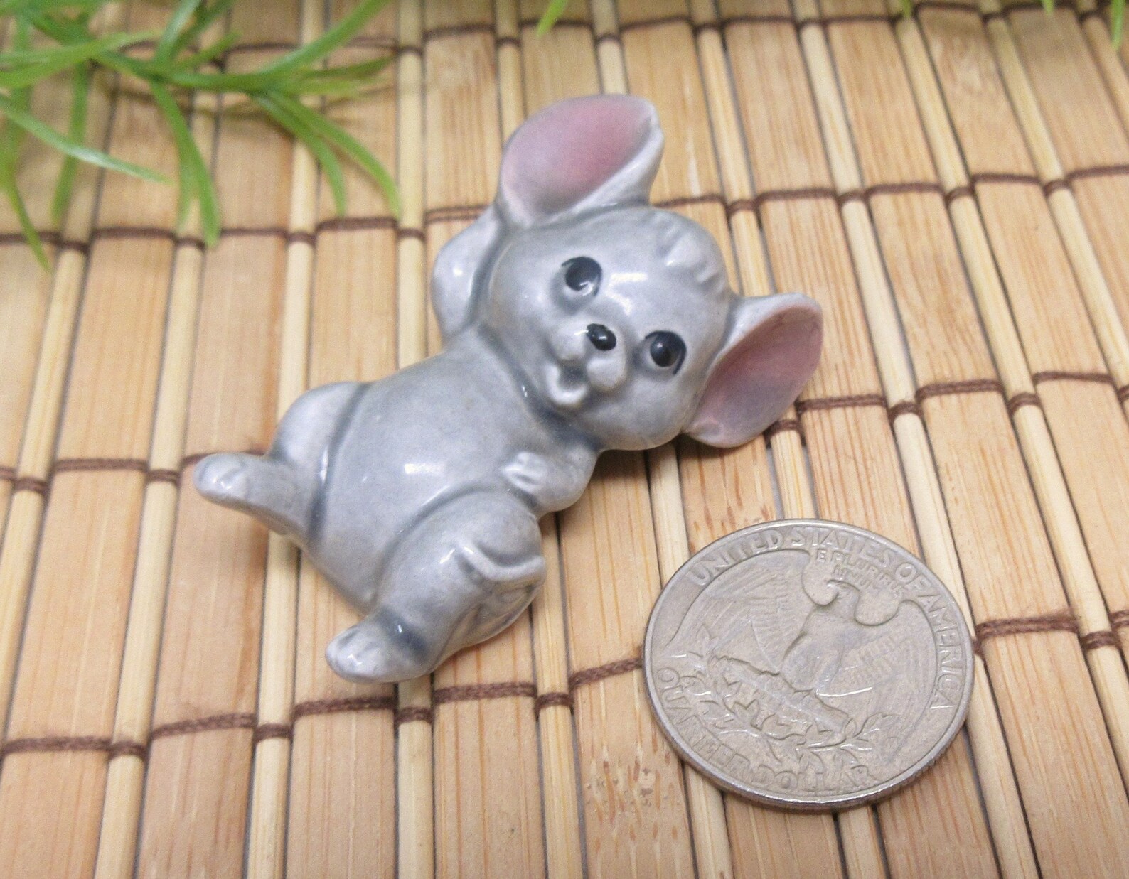 Miniature Mouse Figurine Porcelain Gray Lying Down Napping | Etsy
