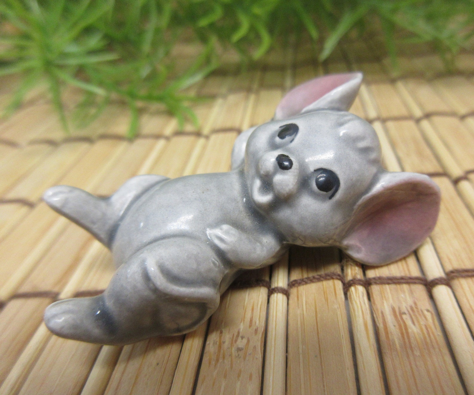 Miniature Mouse Figurine Porcelain Gray Lying Down Napping | Etsy