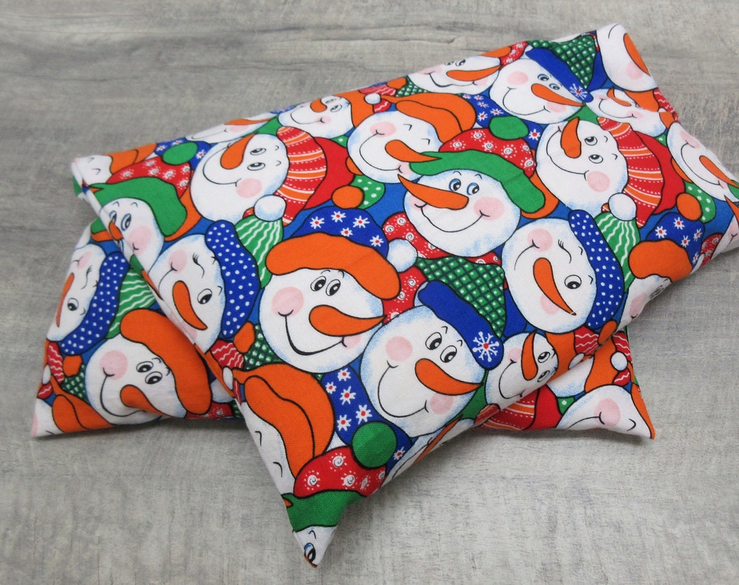 Corn Heat Pack Microwave Pillow Washable Cover Red Snowmen Smowman ...