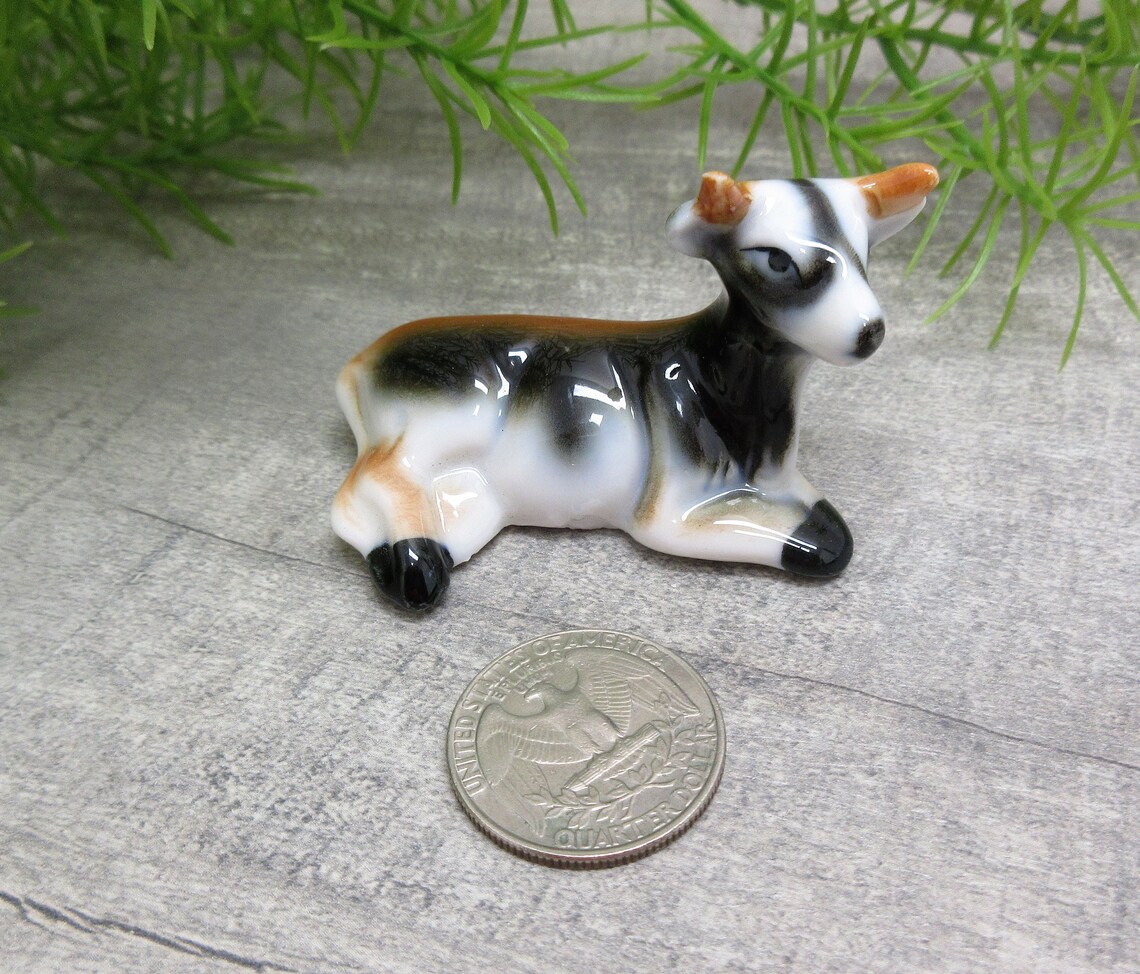 Miniature Calf Cow Figurine Porcelain Farm Animal Lover Gift - Etsy