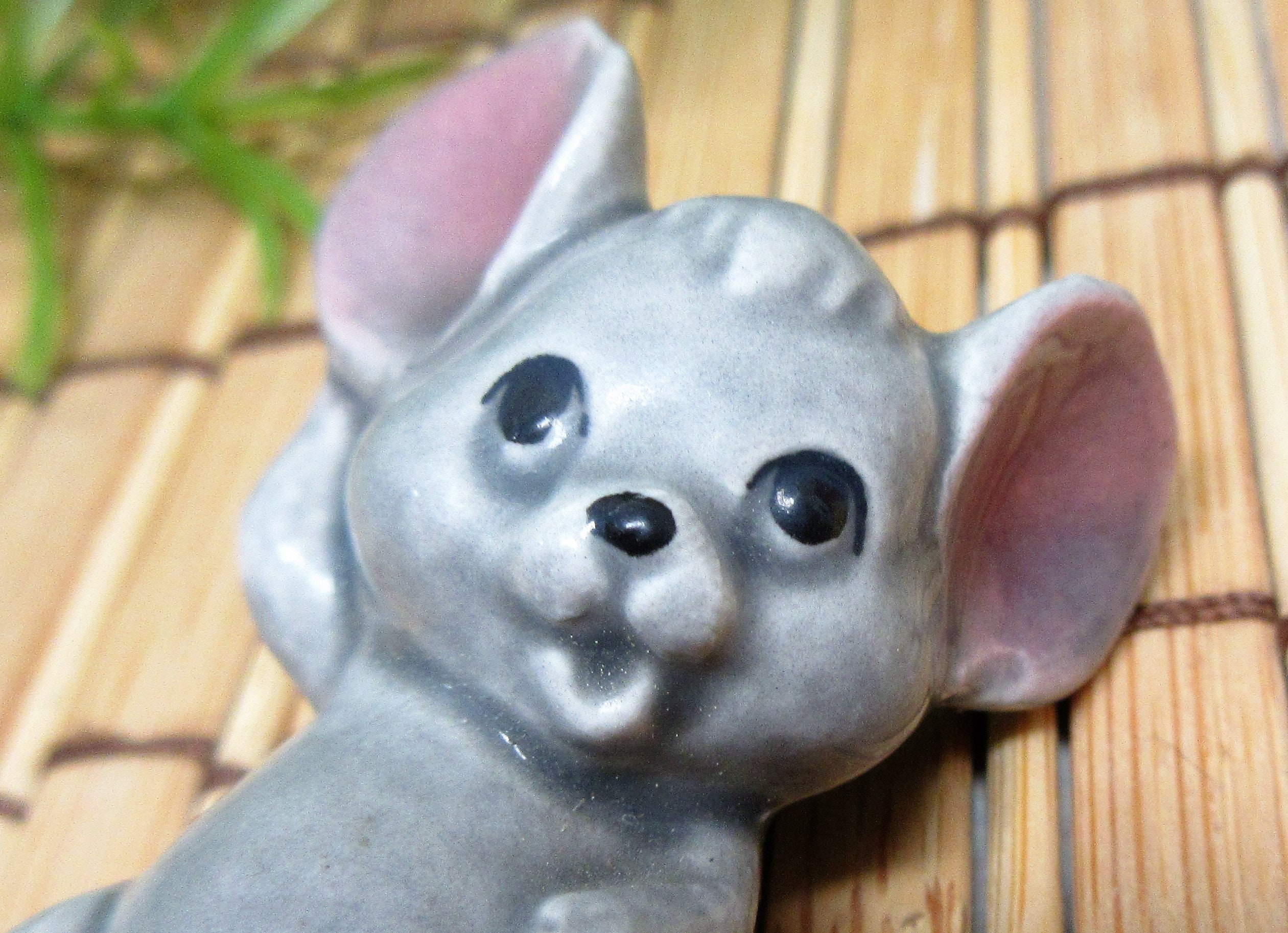 Miniature Mouse Figurine Porcelain Gray Lying Down Napping | Etsy