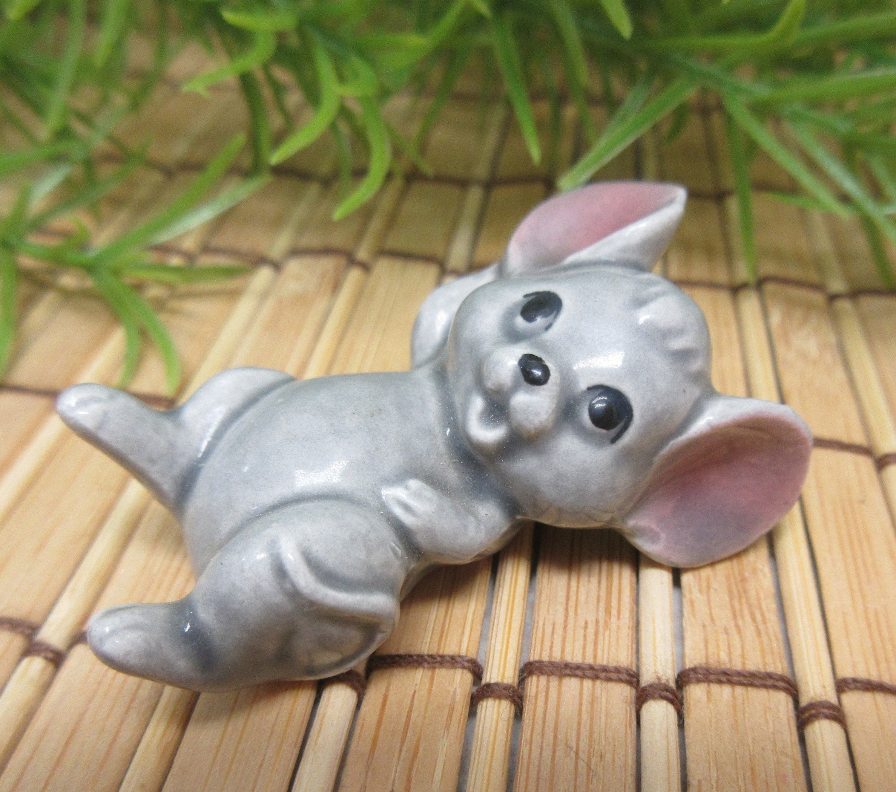 Miniature Mouse Figurine Porcelain Gray Lying Down Napping | Etsy