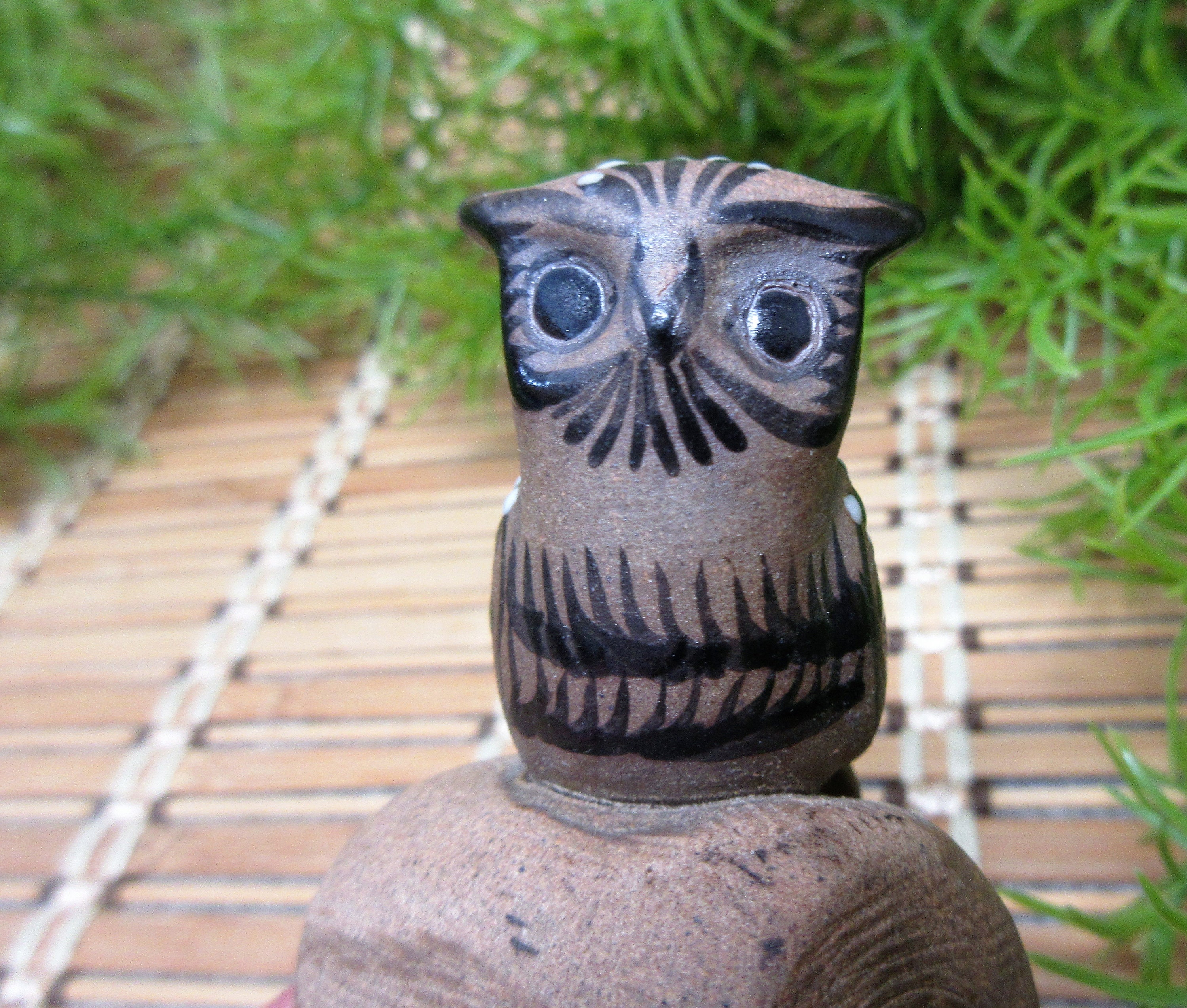 Miniature Owl Figurine Ceramic Sitting on Rock Log Mini Hoot - Etsy Canada