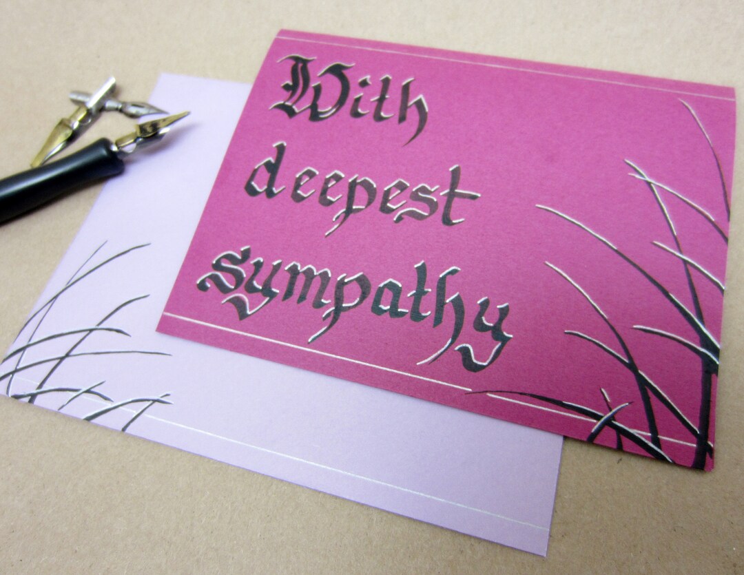 Sympathy Card Handwritten Calligraphy Greeting Card Deepest Sympathy ...