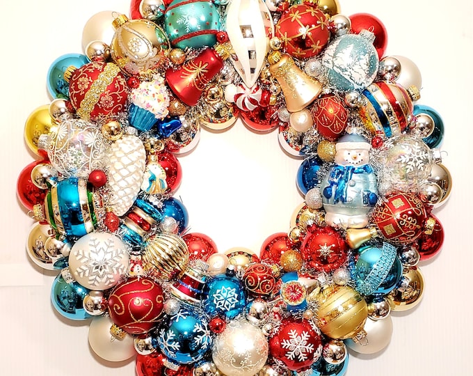 21 Multi-color navidad 2.0 Christmas Holiday Ornament Ball Wreath ...