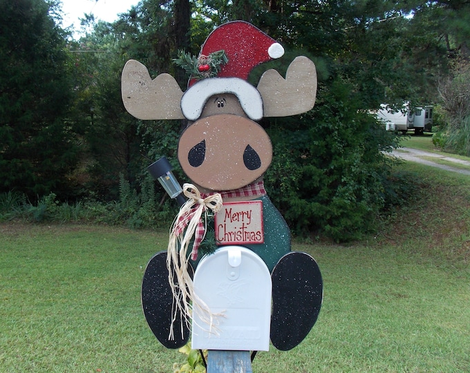 Christmas Moose Mailbox Topper With Solar Light - Etsy
