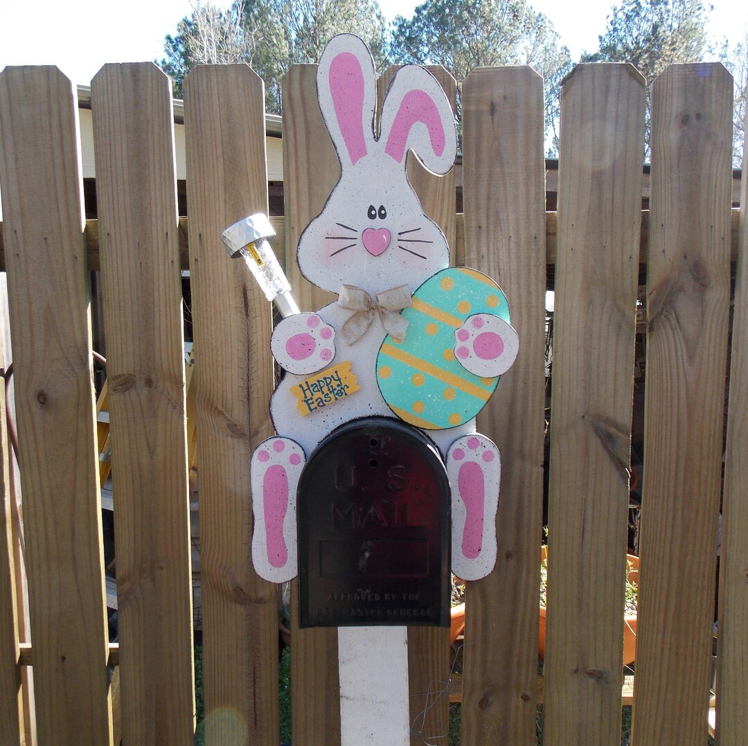 Easter Bunny Mailbox Topper With Solar Light - Etsy