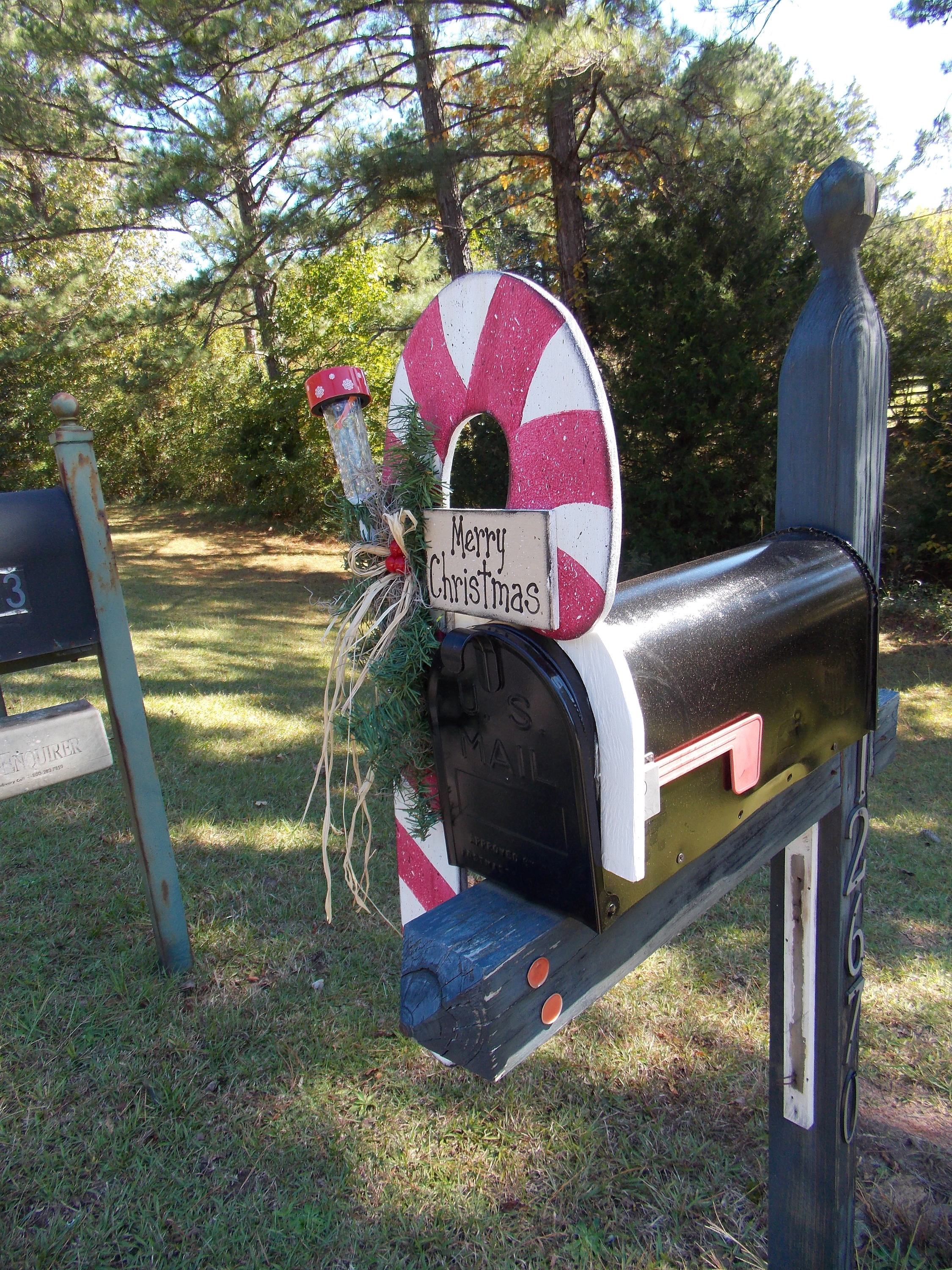 Candy Cane Mailbox Topper With Solar Light - Etsy