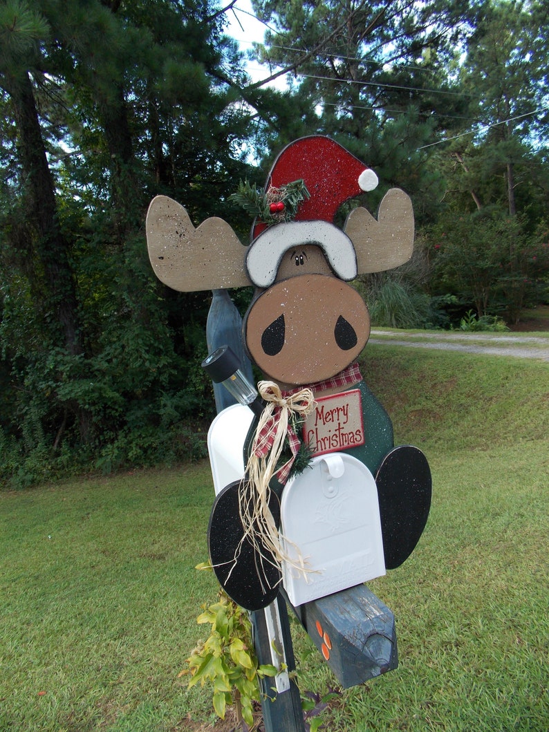 Christmas Moose Mailbox Topper With Solar Light - Etsy