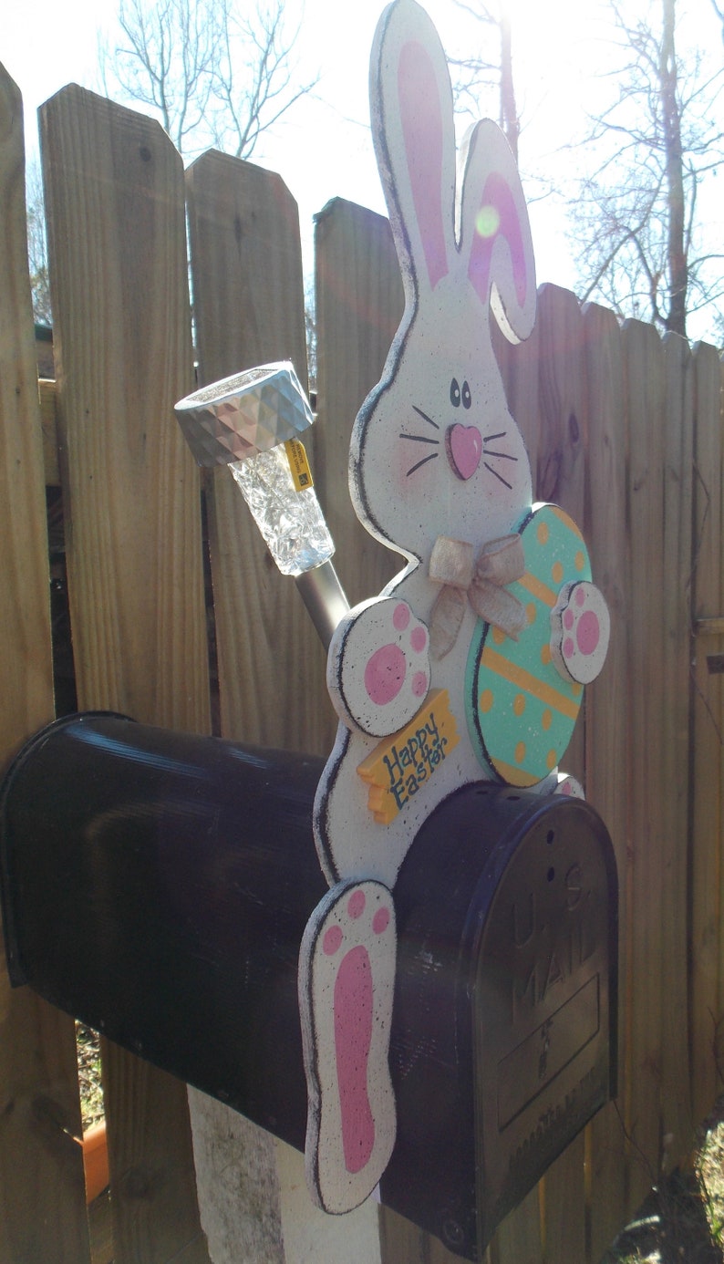 Easter Bunny Mailbox Topper With Solar Light - Etsy