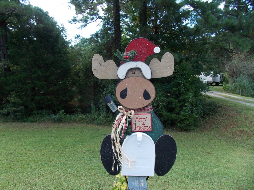 Christmas Moose Mailbox Topper With Solar Light - Etsy