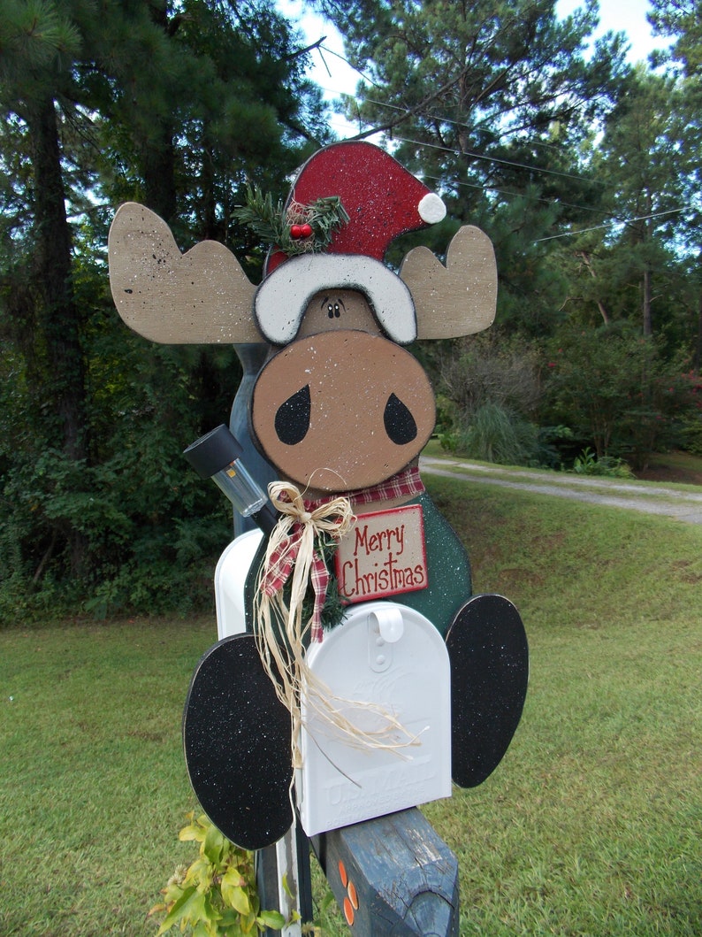 Christmas Moose Mailbox Topper With Solar Light - Etsy