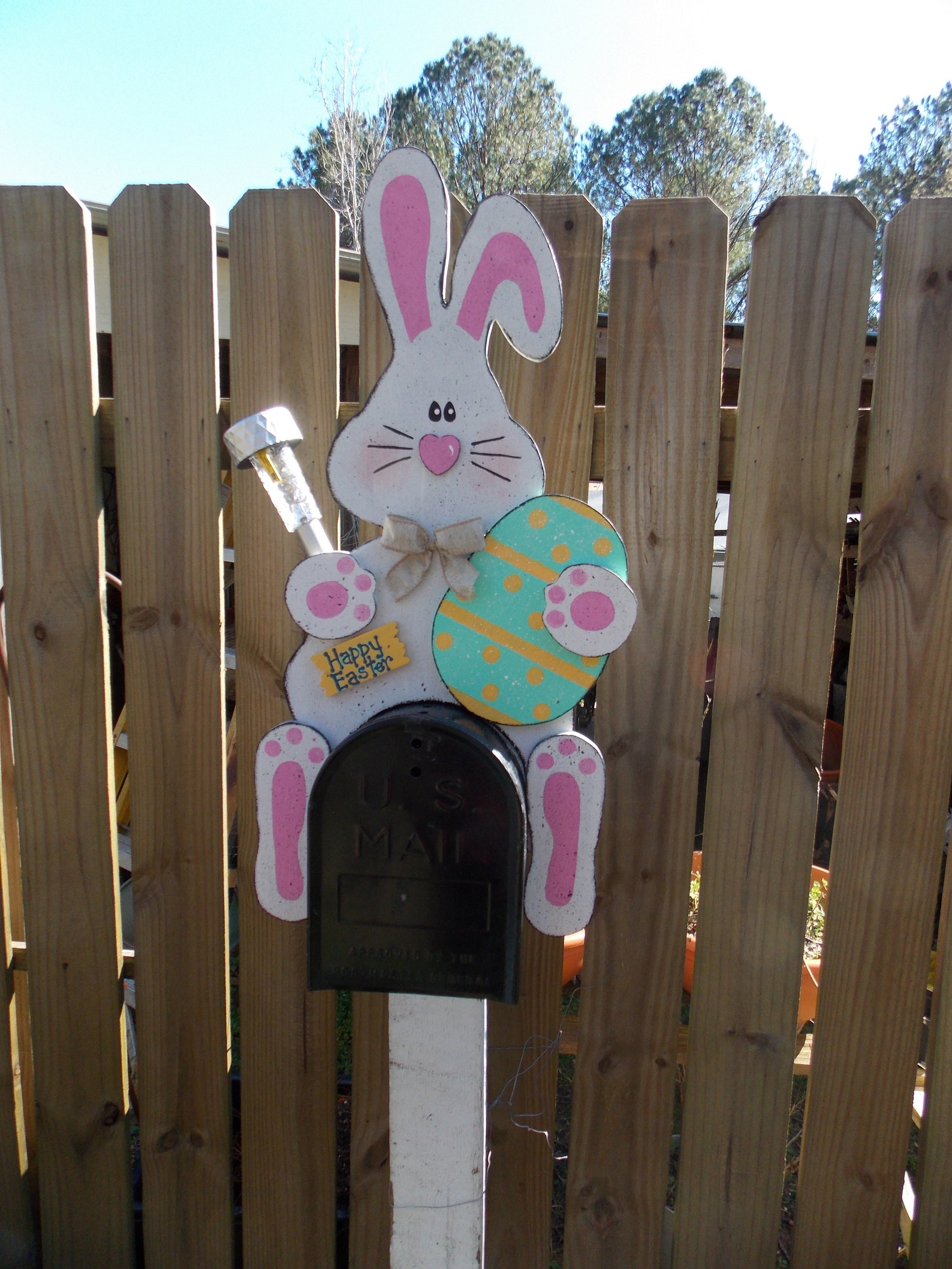 Easter Bunny Mailbox Topper With Solar Light - Etsy