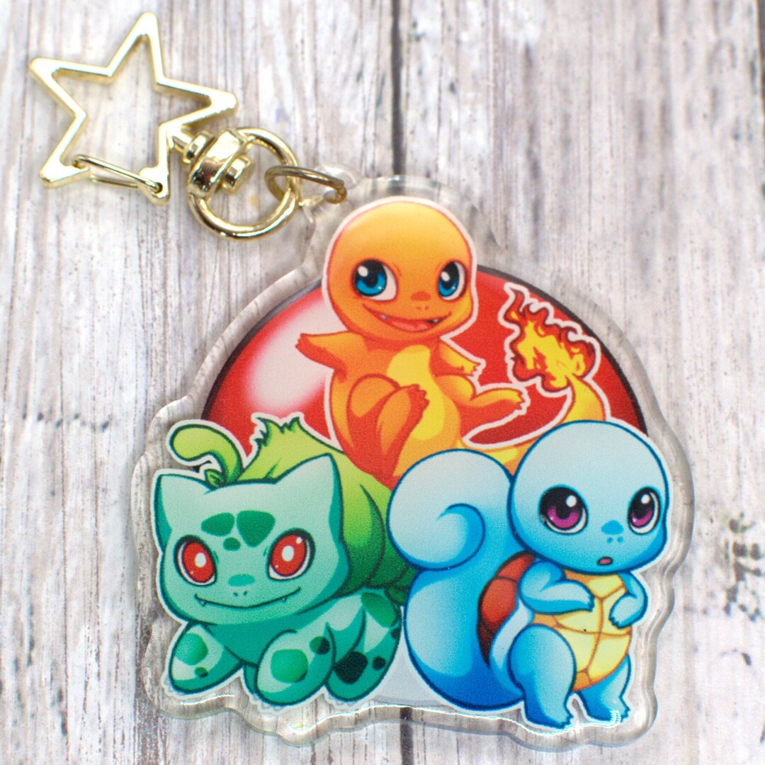 2.5 Inch Double-sided Pokemon Gen 1 Starters Acrylic Keychain - Etsy