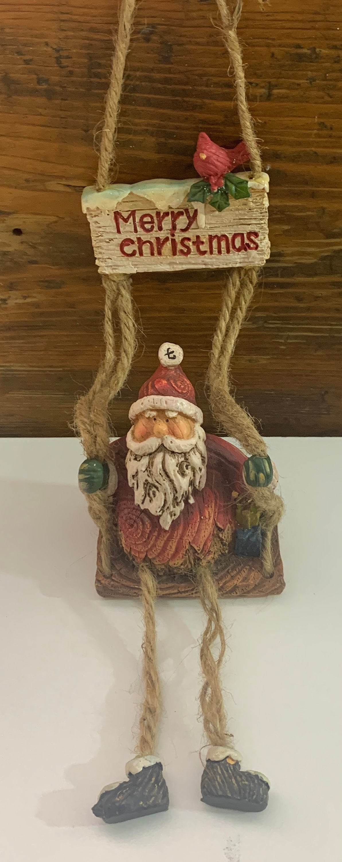 Vintage Santa on Swing Ornament - Etsy