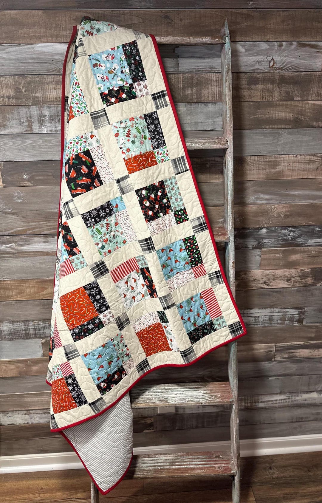Handmade Holiday Patchwork Quilt – Cotton Throw Blanket, 48x48 - Etsy