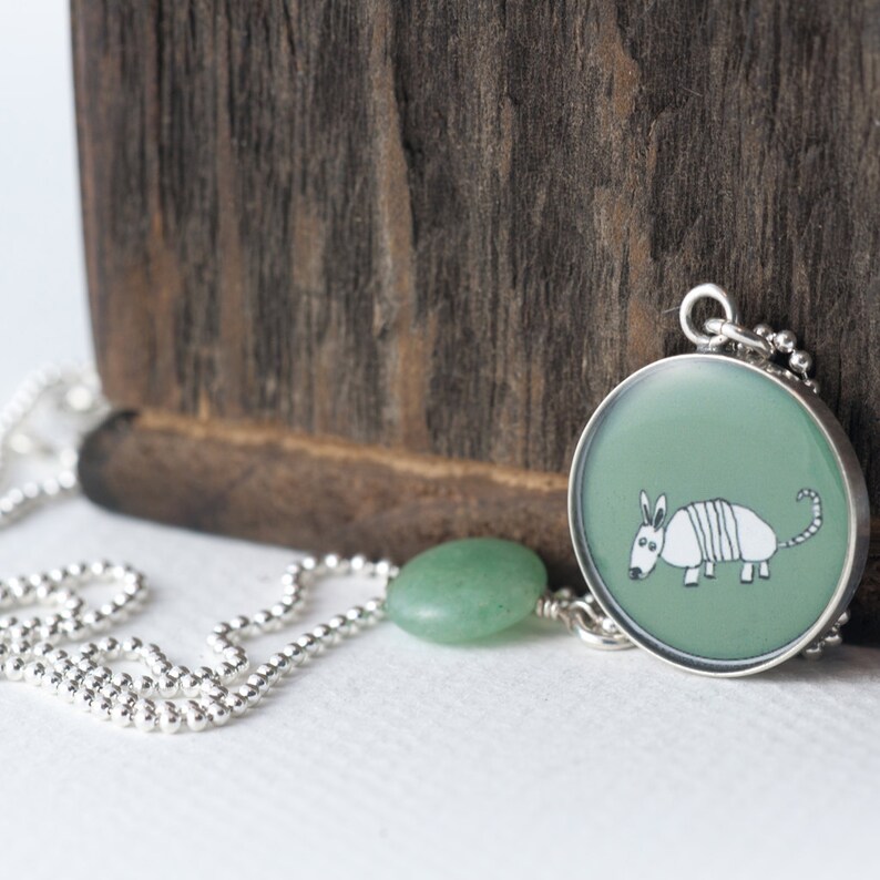 Armadillo Necklace Olive Green Armadillo Pendant Sterling | Etsy