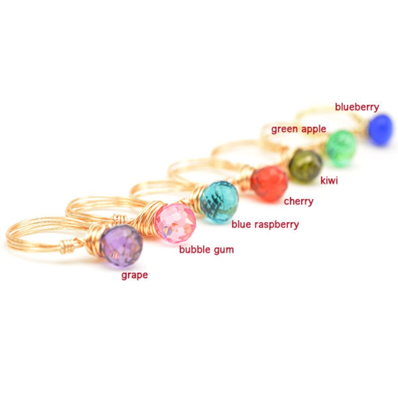 Candy Pop Ring Wire Wrapped Gem Ring Pop of Color - Etsy