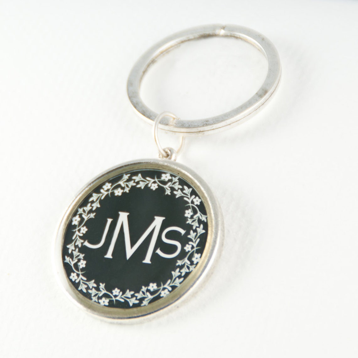 Personalized Keychain Custom Name Keychain Antiqued Silver - Etsy