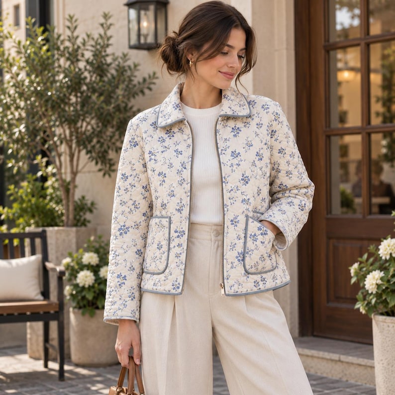 Quilted Jacket Sewing Pattern PDF | Eden Zip up Jacket Pattern ...